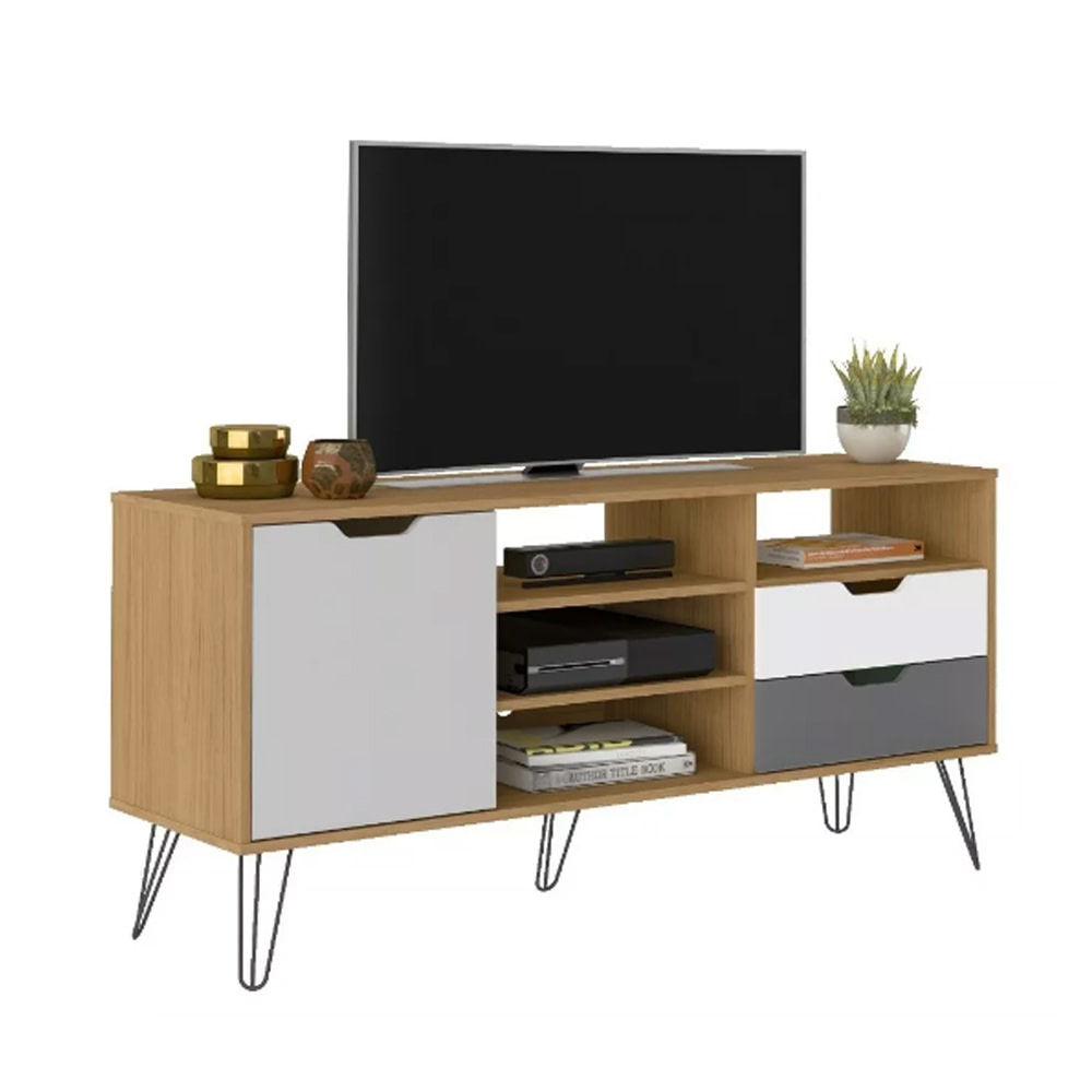 Rack Para Tv Led Estantes Modelo Nordico Hierro Mdp - Muebles Express