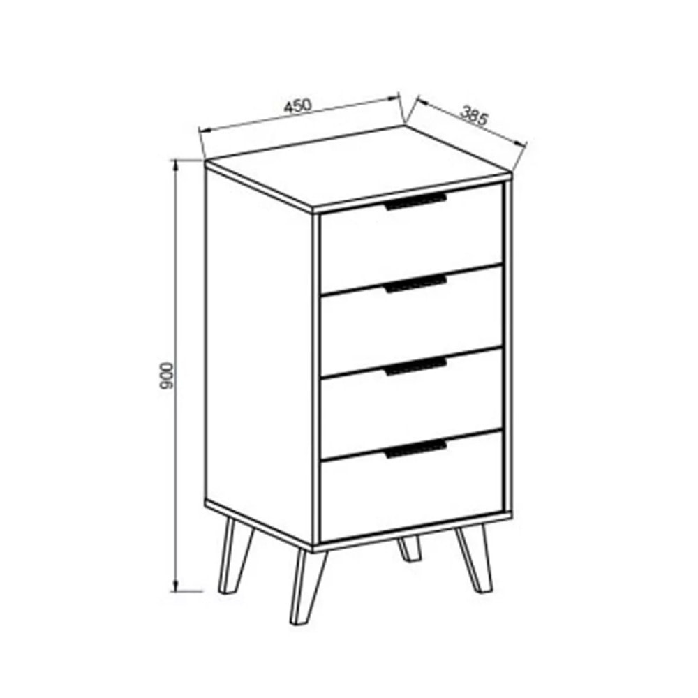 Cómoda Cajonera Alta Con 4 Cajones Estilo Nórdico 100% Mdp - Muebles ...