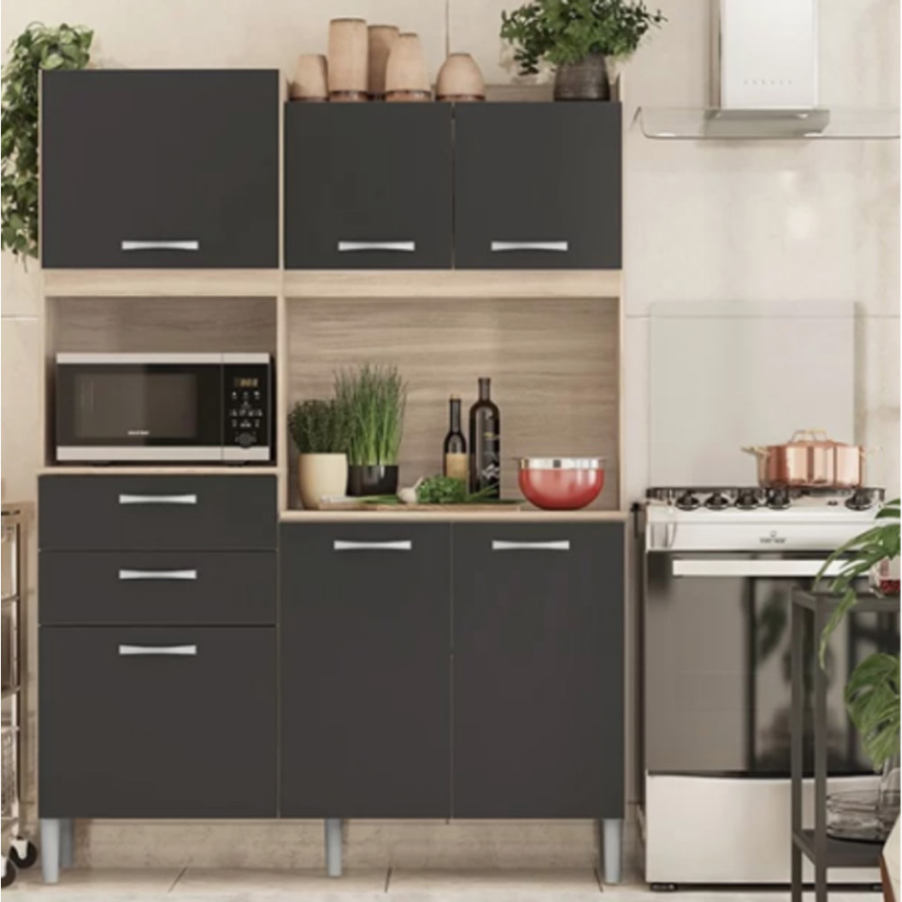 Kit De Cocina Completa 5 Puertas 3 Cajones Y Patas 100% Mdp Grafito ...