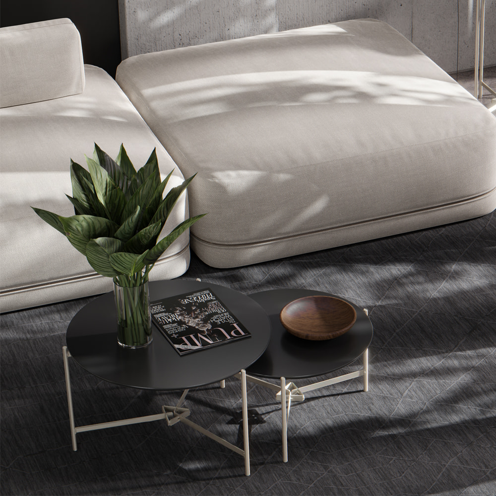 Conjunto Mesas De Living Redondas Patas De Hierro Tapa Mdp Negro ...