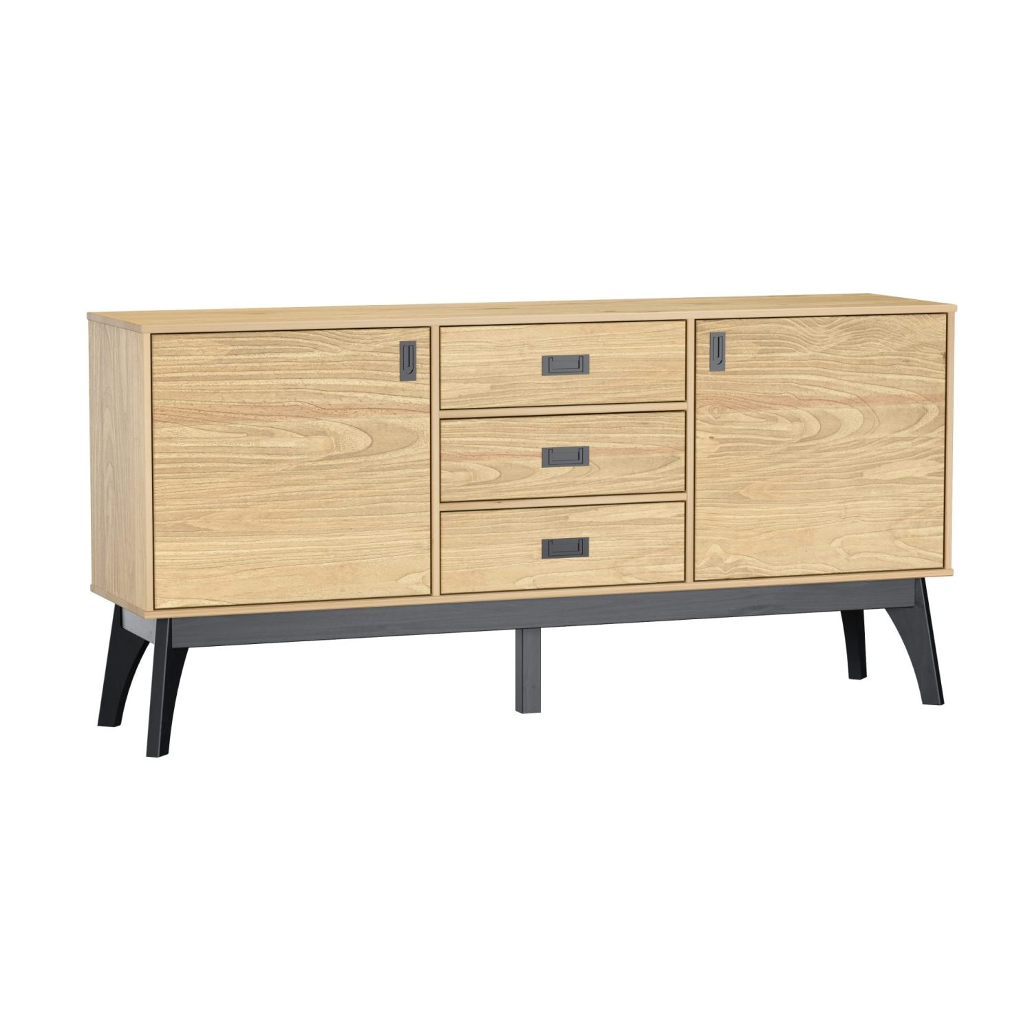 Aparador Living 2 Puertas 3 Cajones 100% Madera Maciza - Muebles Express