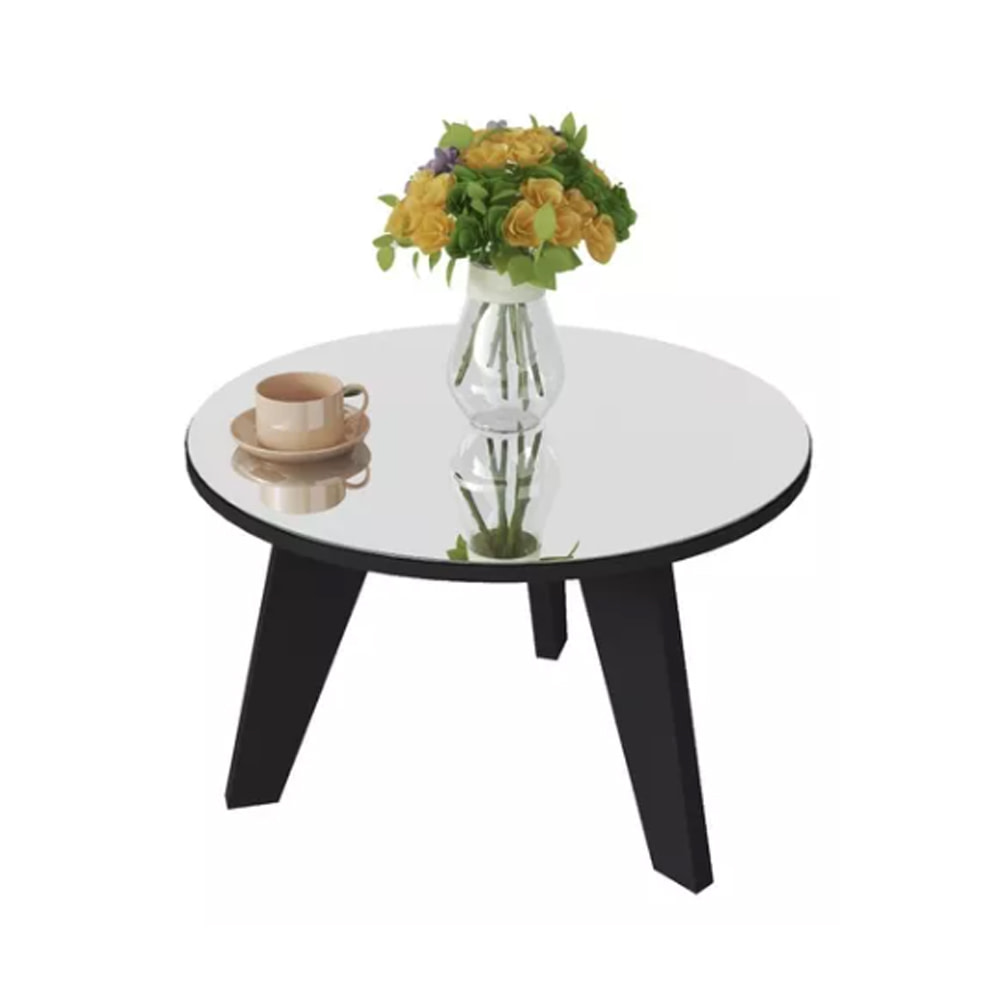 Mesa De Living Mesa Ratona Diseño Elegante Espejo Y Mdp Negro - Muebles ...