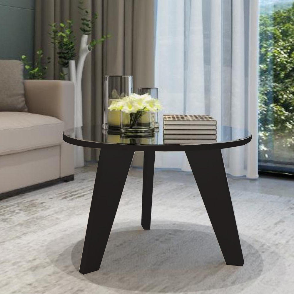 Mesa De Living Mesa Ratona Diseño Elegante Espejo Y Mdp Negro - Muebles ...