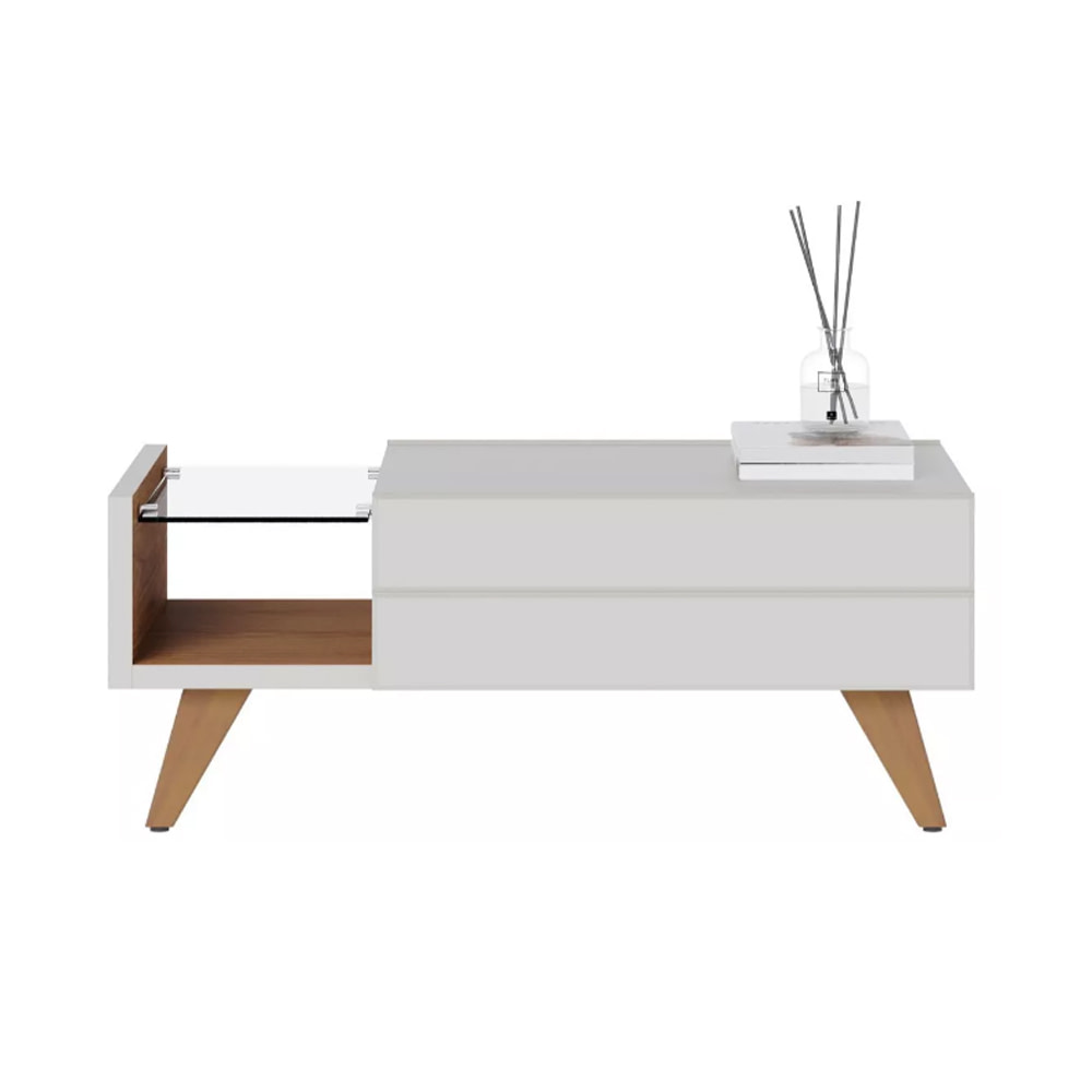 Mesa De Living 1 Cajon Rieles Metalicos Estante De Vidrio - Muebles Express