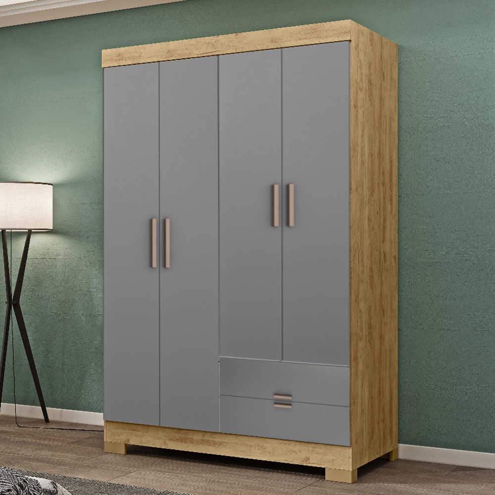 Ropero 4 Puertas 2 Cajones Y 5 Estantes - Muebles Express