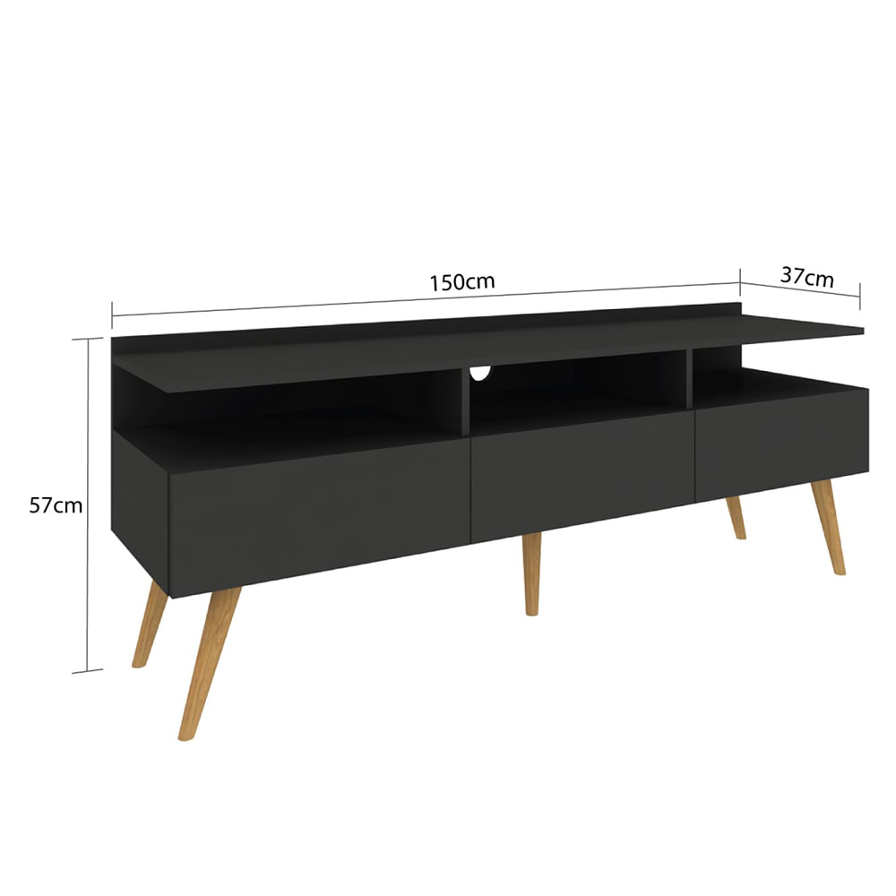 Rack Para Tv 3 Puertas 5 Patas Mdf Linea Retro - Muebles Express