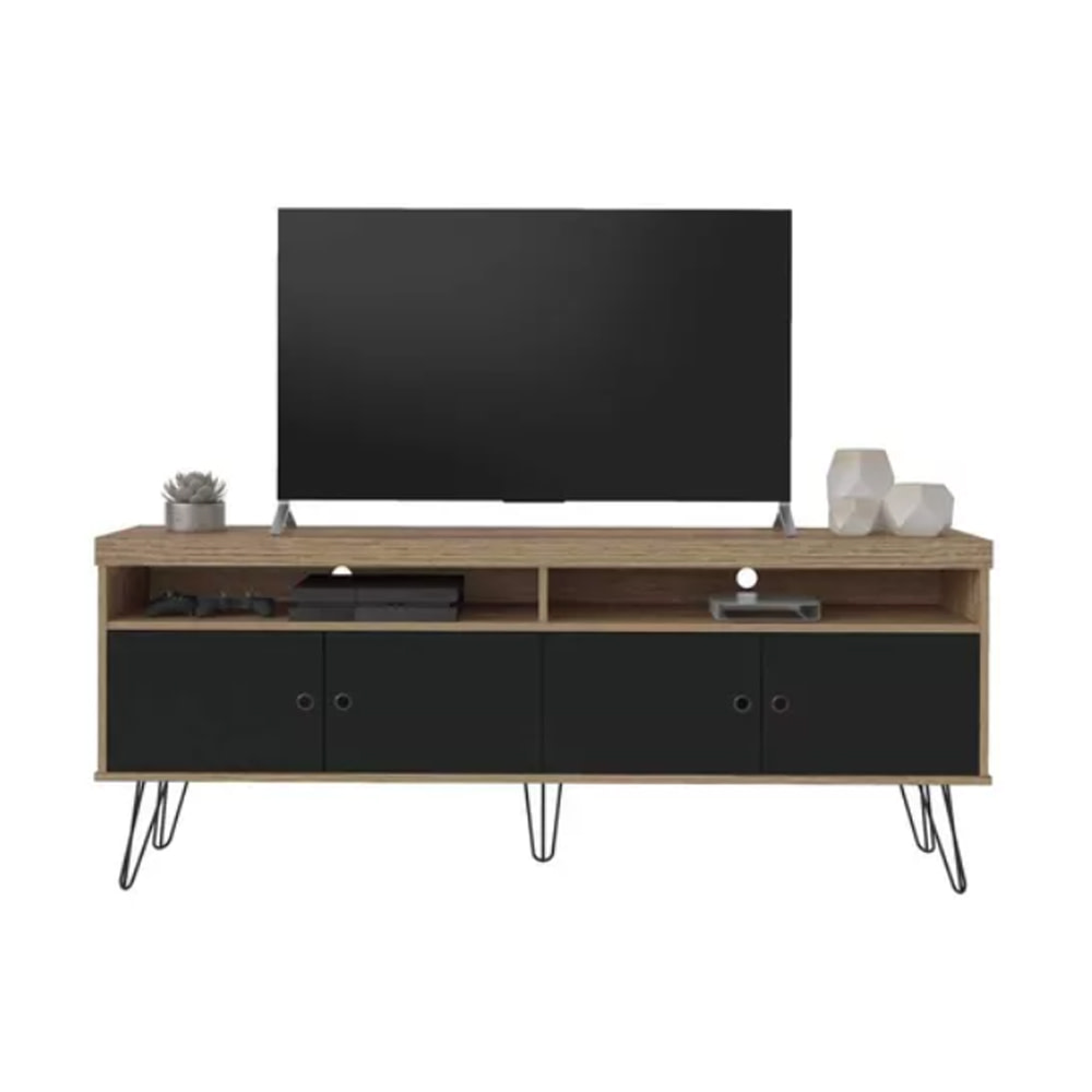 Rack Para Tv Led Puertas Estantes Modelo Nordico Hierro Mdp Negro ...