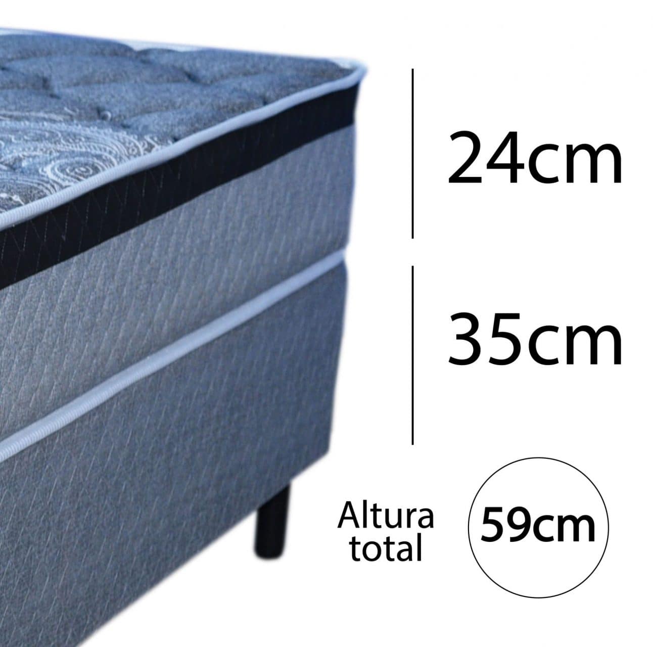 Sommier 2 Plazas Espuma Alta Densidad 150kg Altura 24cm S - Muebles Express