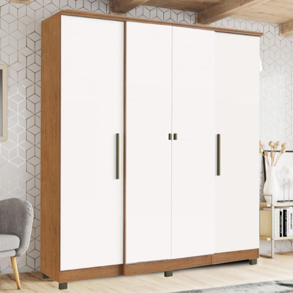 Ropero 4 Puertas 2 Cajones Varios Estantes Y Patas 100% Mdp Marron ...